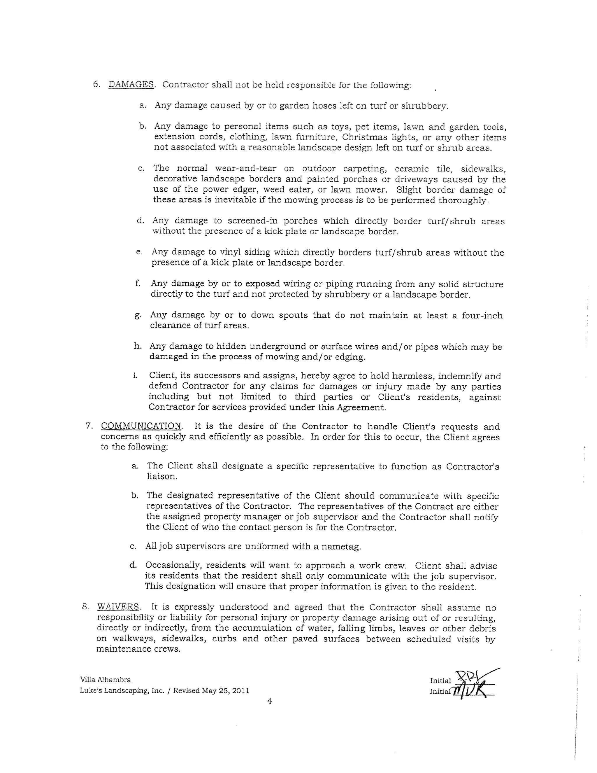 Lukes Sawgrass Landscaping Maintenance Contract - Villa Alhambra | PDF