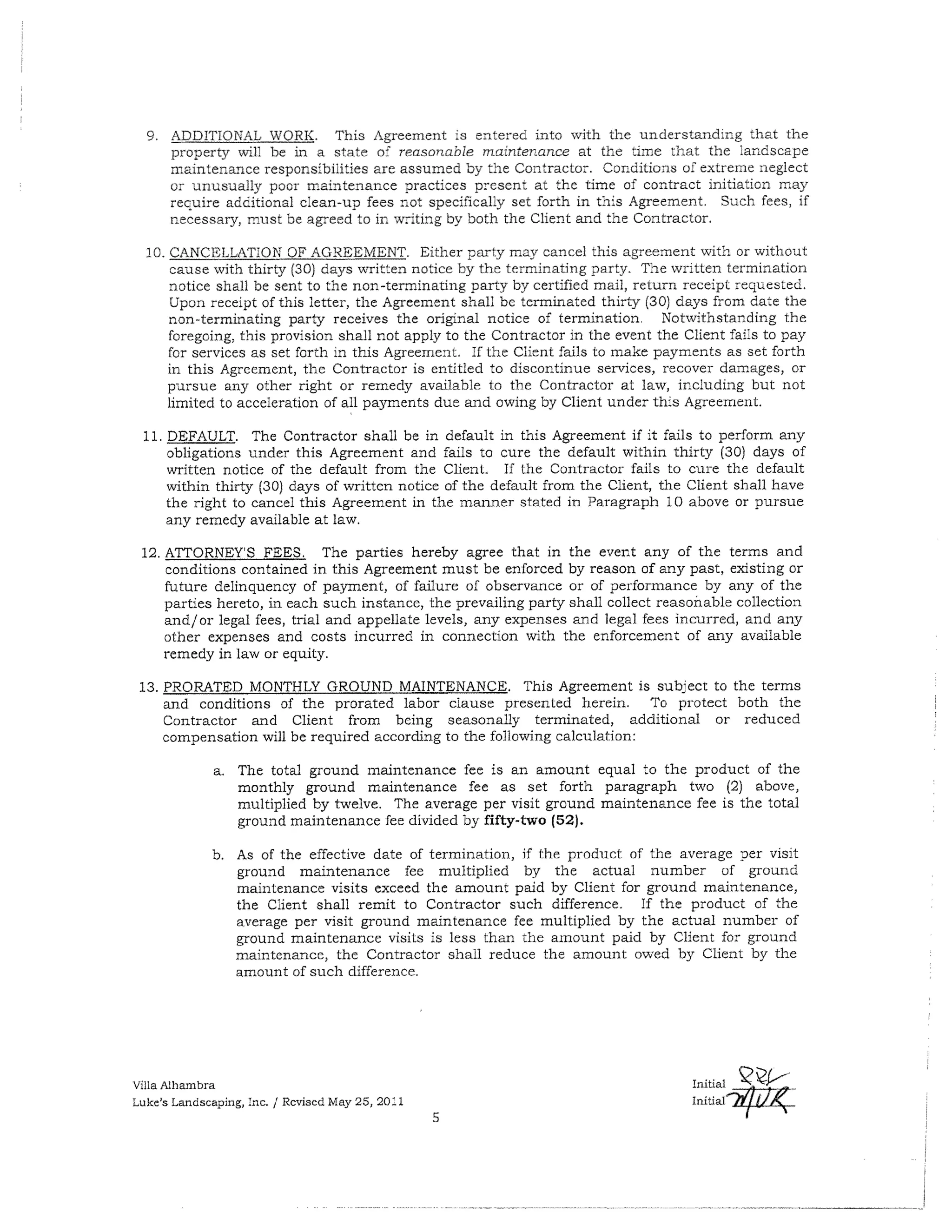 Lukes Sawgrass Landscaping Maintenance Contract - Villa Alhambra | PDF