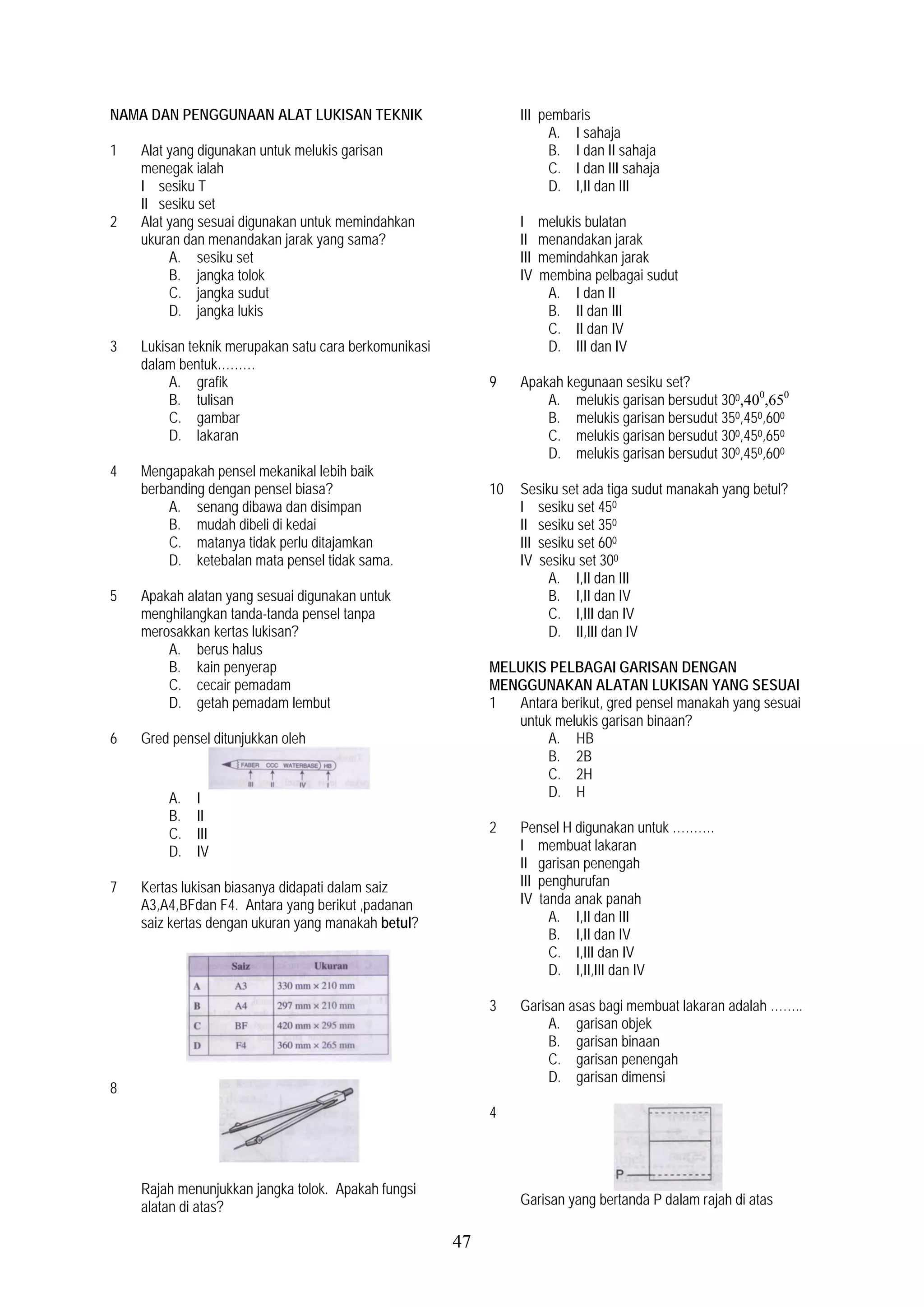 Lukisanteknik modul soalan | PDF