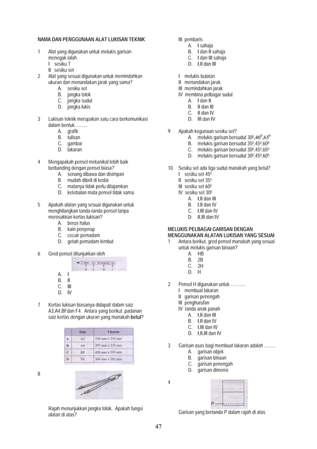 Lukisanteknik modul soalan | PDF