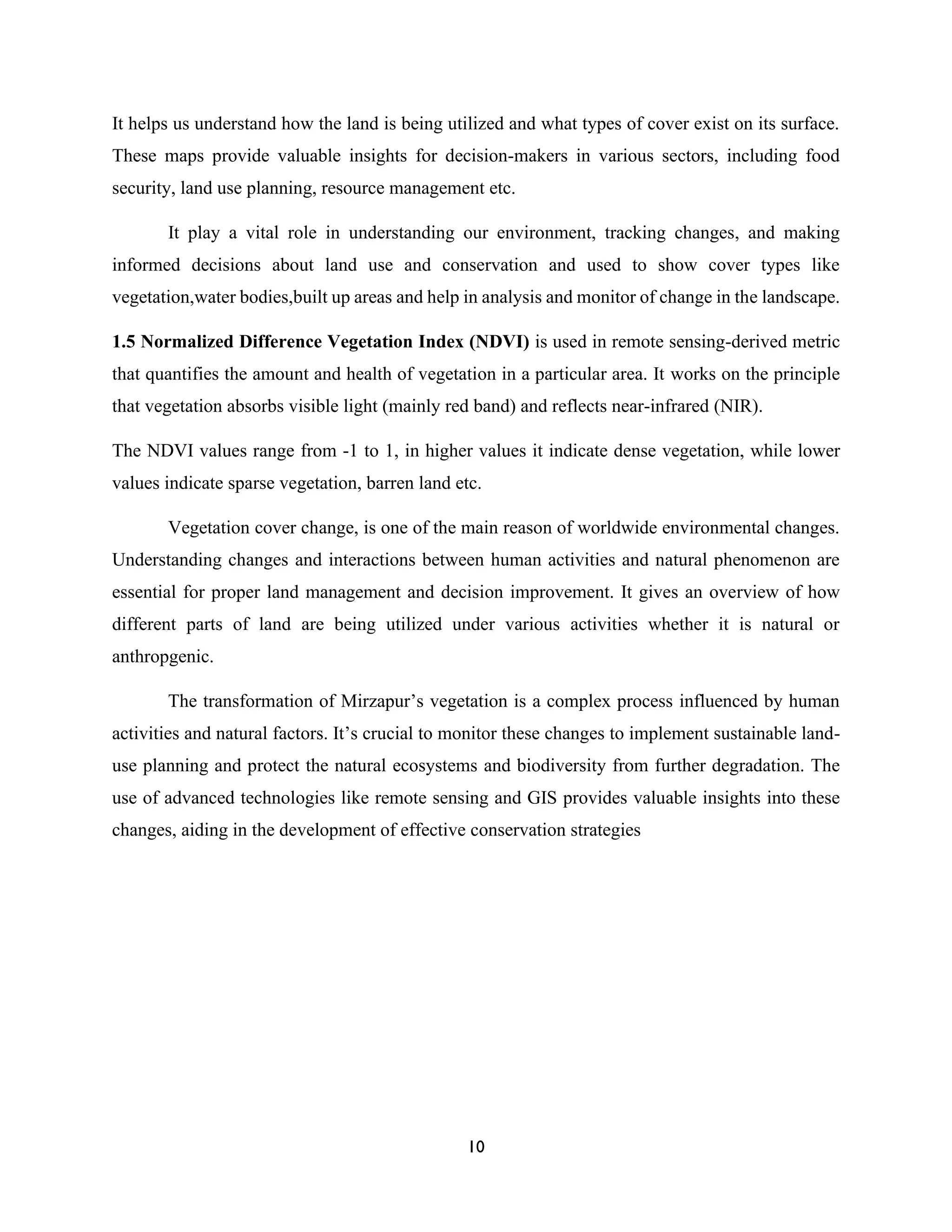 LAND USE LAND COVER AND NDVI OF MIRZAPUR DISTRICT, UP | PDF