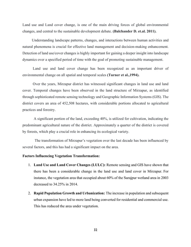 LAND USE LAND COVER AND NDVI OF MIRZAPUR DISTRICT, UP | PDF