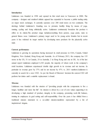 Lululemon Strategy Report | DOCX