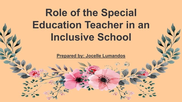 Role of the Special Education Teacher in an Inclusive SchoolREPORT Prof ...