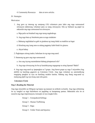 Banghay Aralin sa Araling Panlipunan 10 (Literature Circle) | PDF