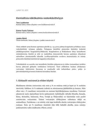 Kemiallisia näkökulmia vedenkäsittelyyn (in Finnish) | PDF