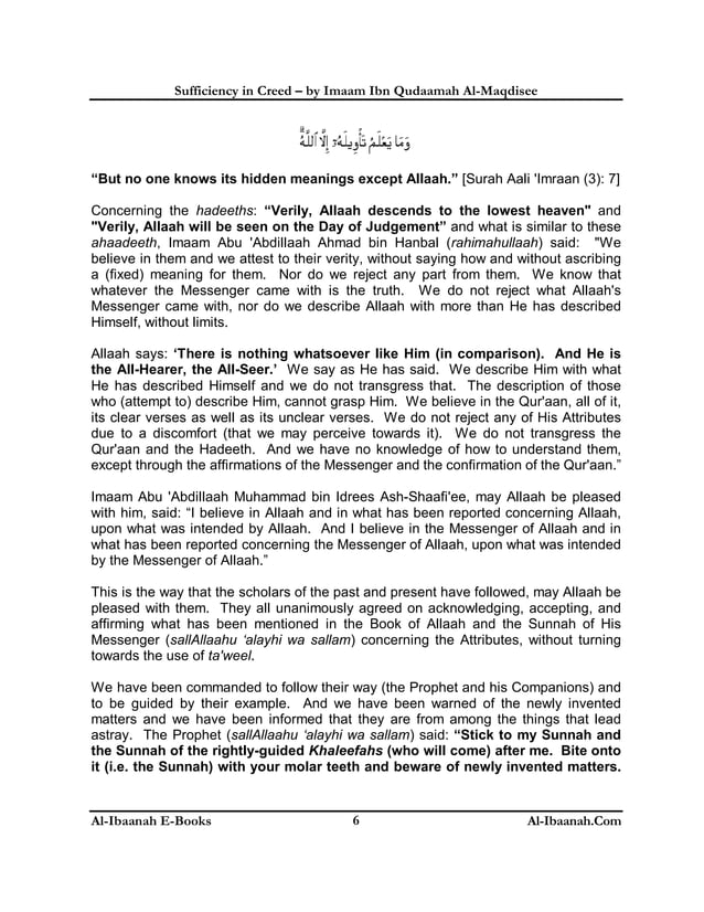 Lumatul itiqaad (Sufficiency of Creed) | PDF