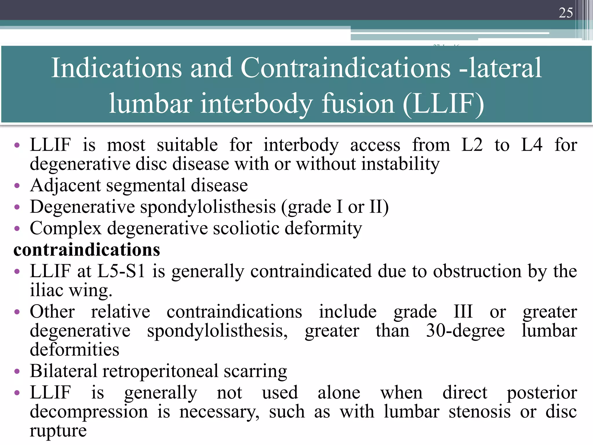 Lumbar interbody fusion indications techniques and complications | PPTX