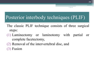 Lumbar interbody fusion indications techniques and complications | PPTX