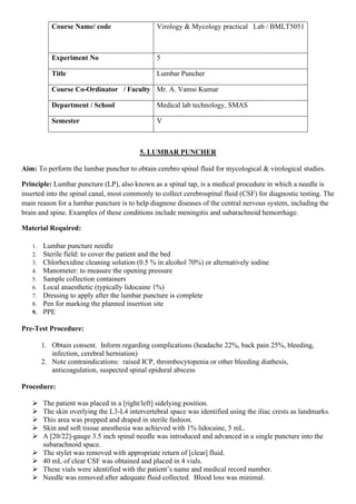 Lumbar puncher notes | PDF