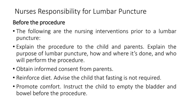 lumbar puncture.pptx child health nursing | PPTX | Brain and Nervous ...