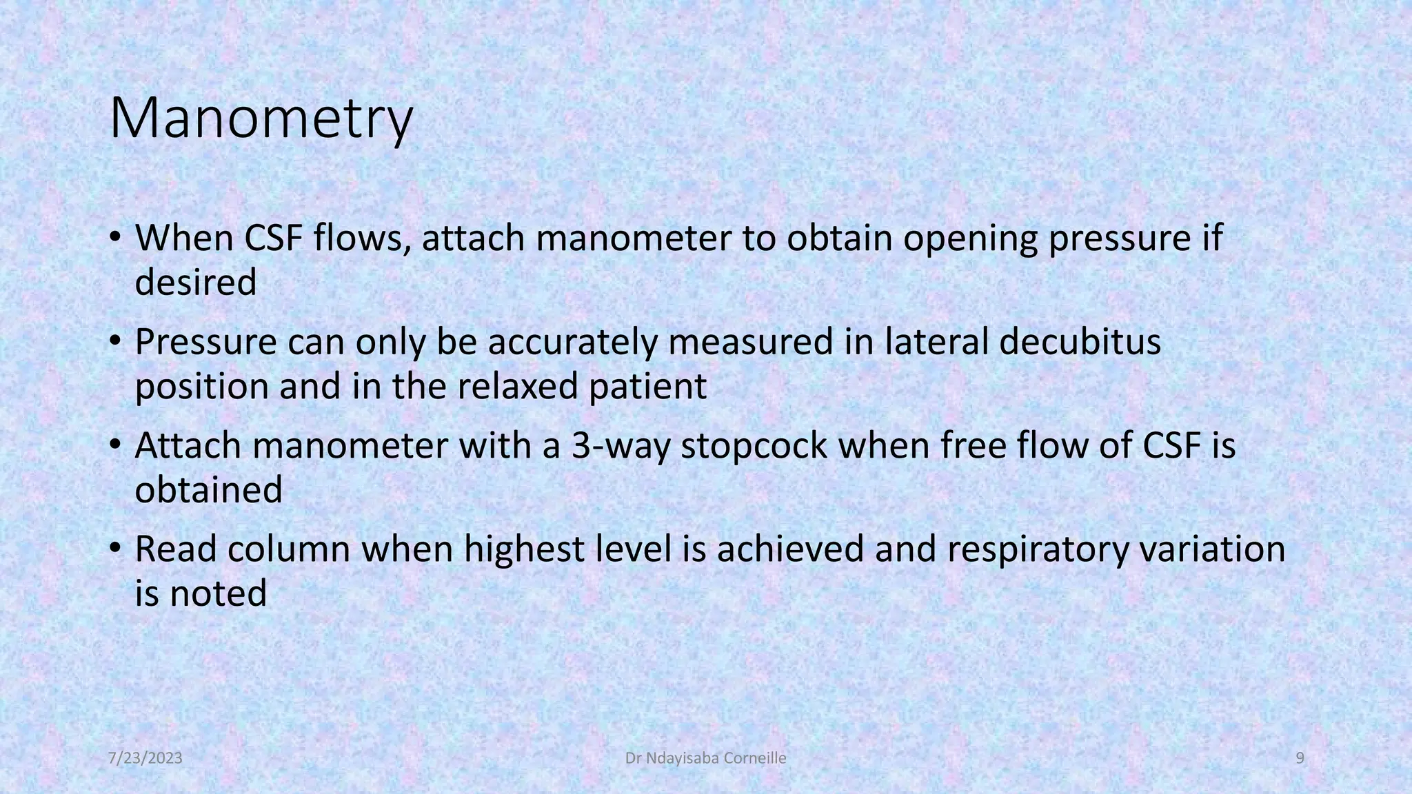 The way of obtaining csf by Lumbar Puncture | PDF