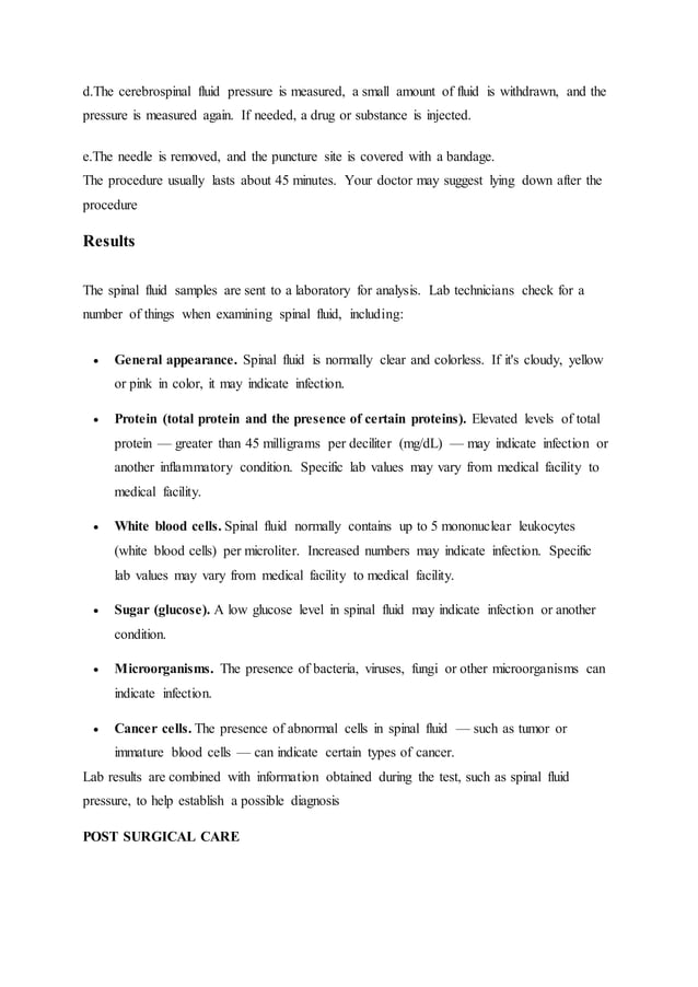 Lumbar puncture | DOCX | First Aid | Injuries