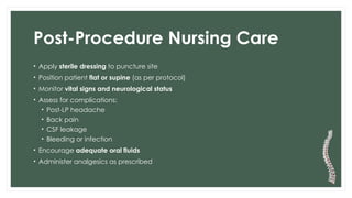 LUMBAR Puncture - Nursing Aspect ( Pre inta post ) | PPTX