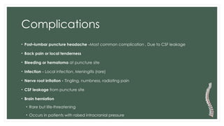 LUMBAR Puncture - Nursing Aspect ( Pre inta post ) | PPTX