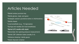 LUMBAR Puncture - Nursing Aspect ( Pre inta post ) | PPTX