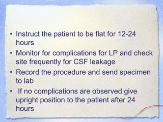 Procedure : ASSISTING WITH LUMBAR PUNCTURE | PPTX