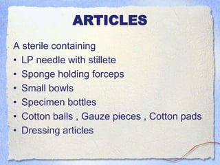 Procedure : ASSISTING WITH LUMBAR PUNCTURE | PPTX