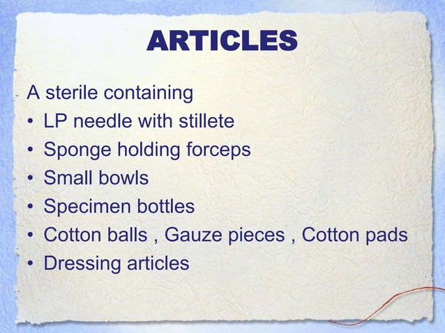 Procedure : ASSISTING WITH LUMBAR PUNCTURE | PPTX