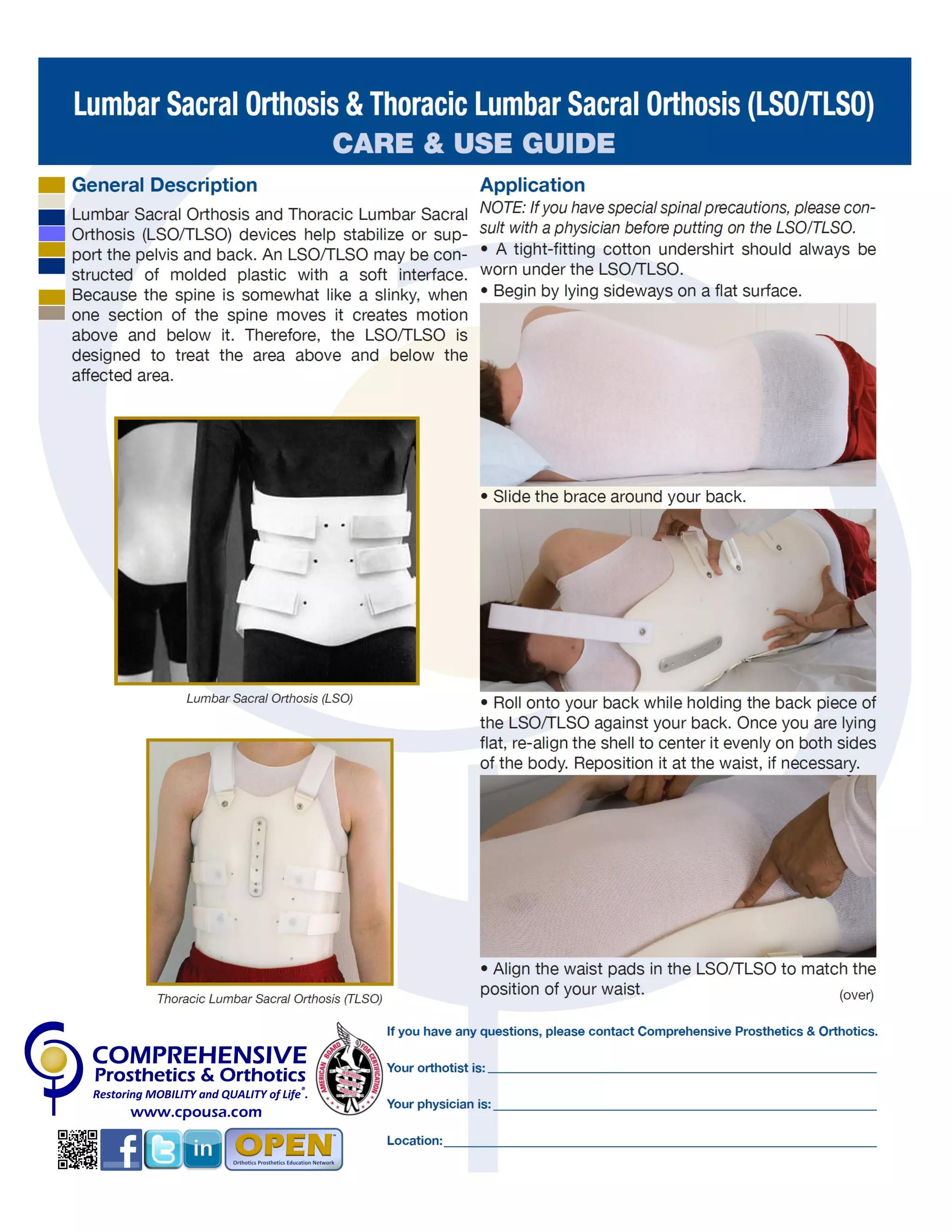 Lumbar Scaral Orthosis & Thoracic Lumbar Sacral Orthosis (LSO/TLSO ...