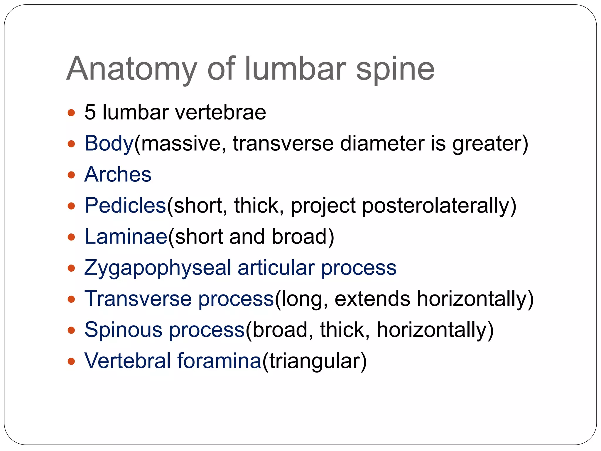 Anatomy and biomechanics of lumbar spine | PPTX