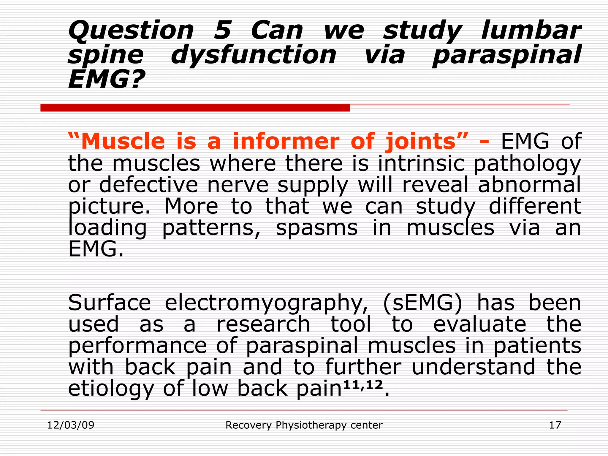 Lumbar Spine Emg | PPT