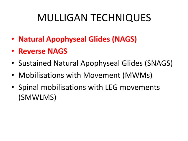 Introduction to Lumbar Spine Mobilisation - Maitland & Mulligan ...