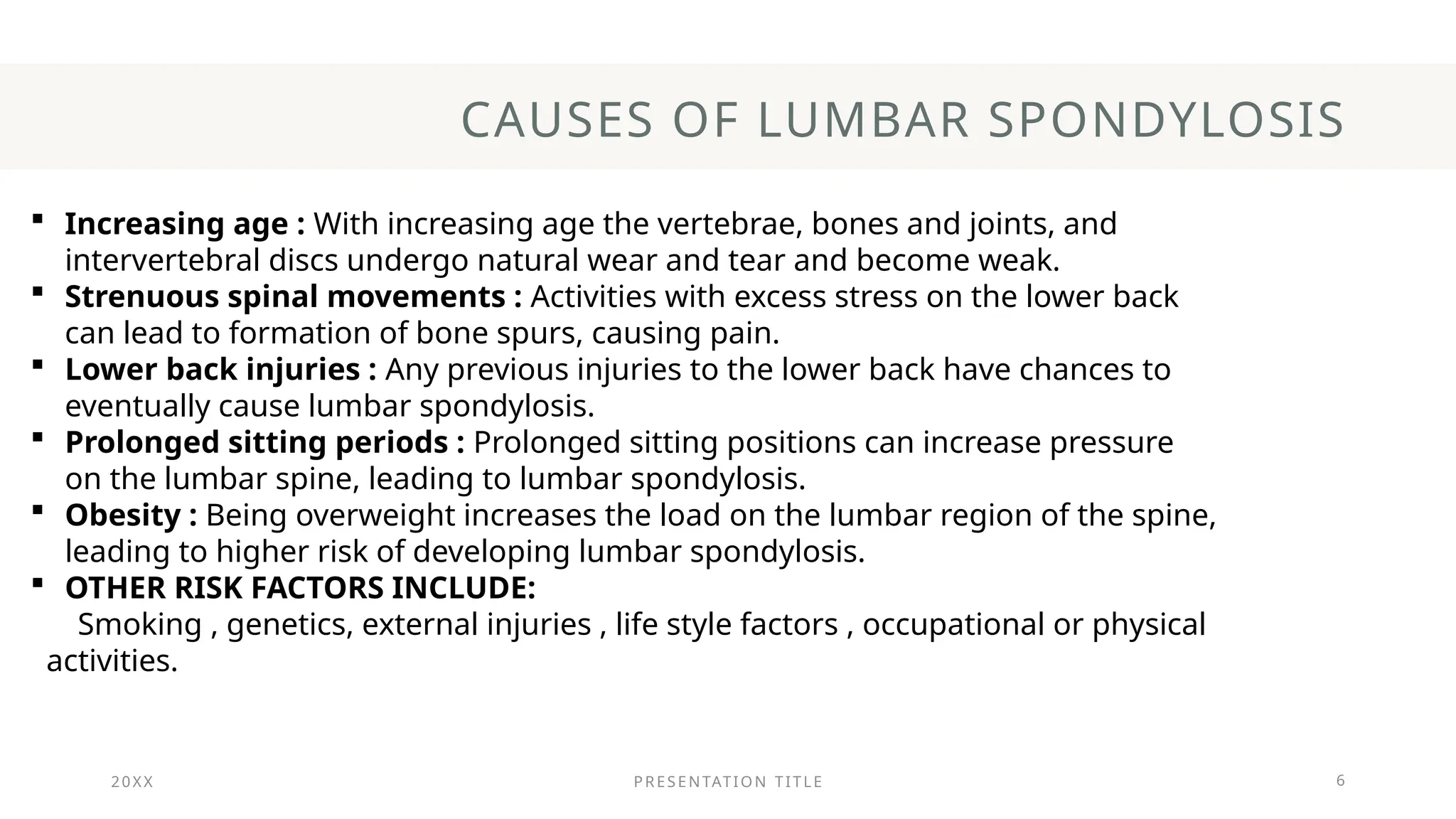 LUMBAR SPONDYLOSIS PARIMAL FINAL.pptx jsjshsh | PPTX | Death, Injury ...