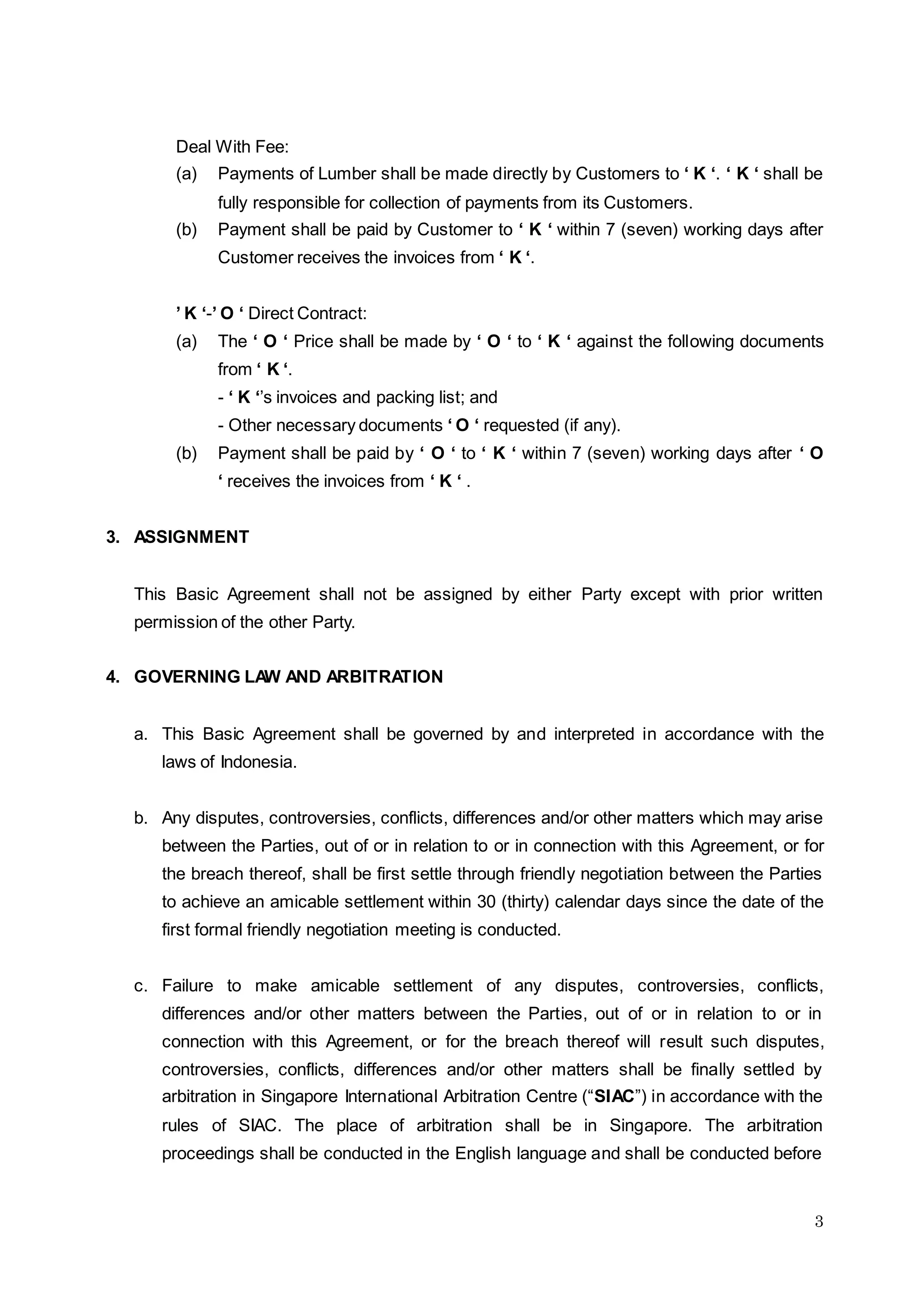 Lumber Sales and Purchase Basic Agreement (Purchase this doc, Text ...