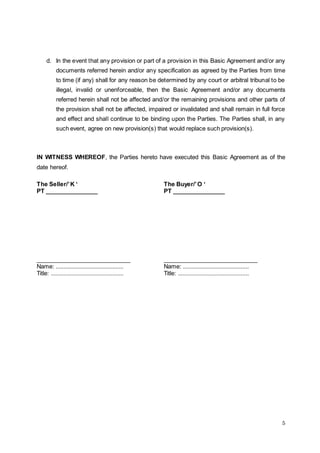 Lumber Sales and Purchase Basic Agreement (Purchase this doc, Text ...
