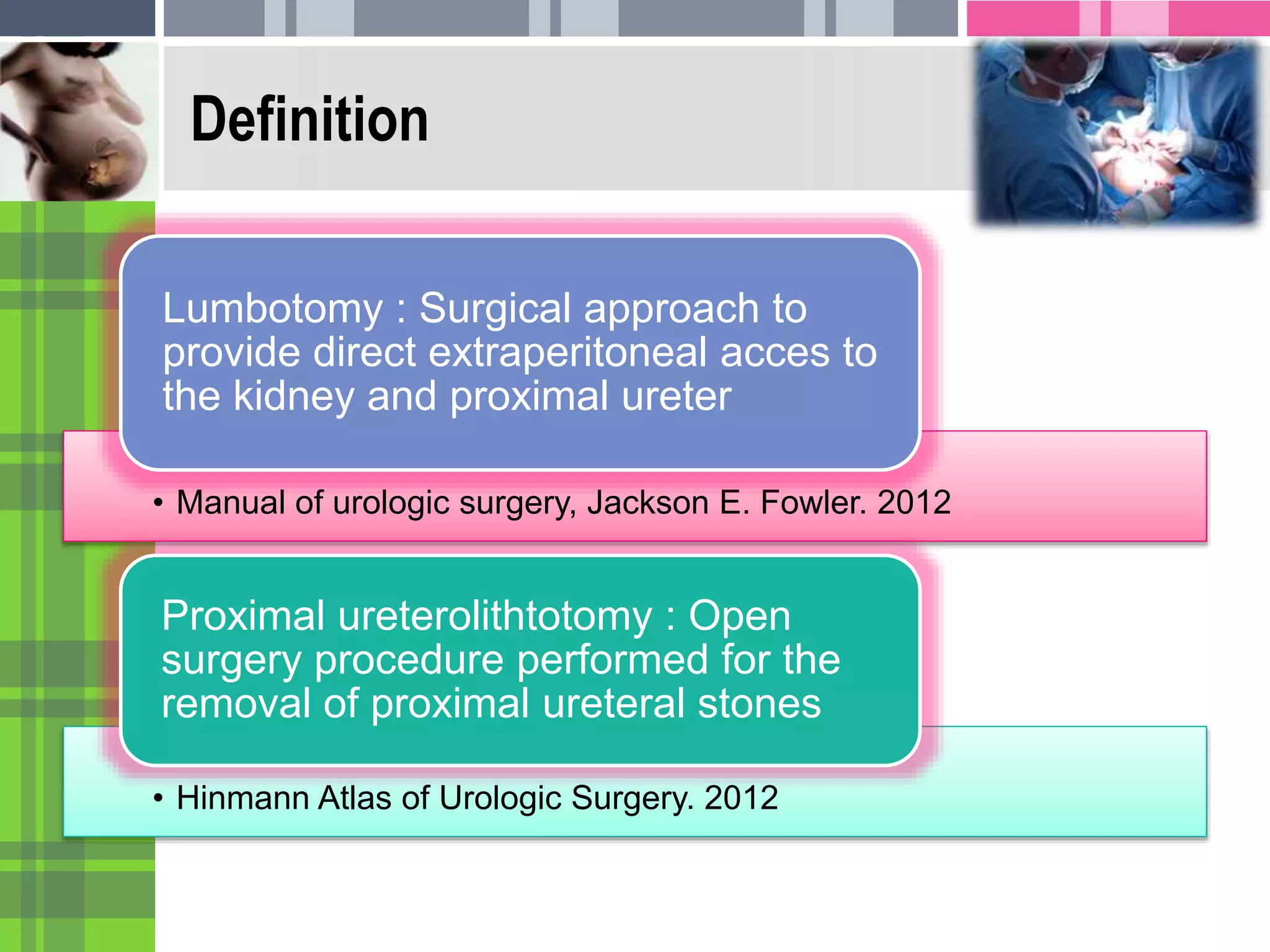 OPTEK Lumbotomy proximal ureterolithotomy | PPTX