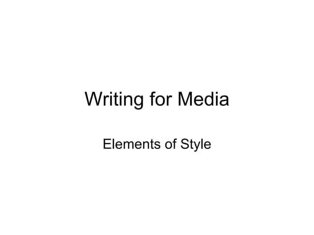 Writing for Media, Catharine Lumby | PPT