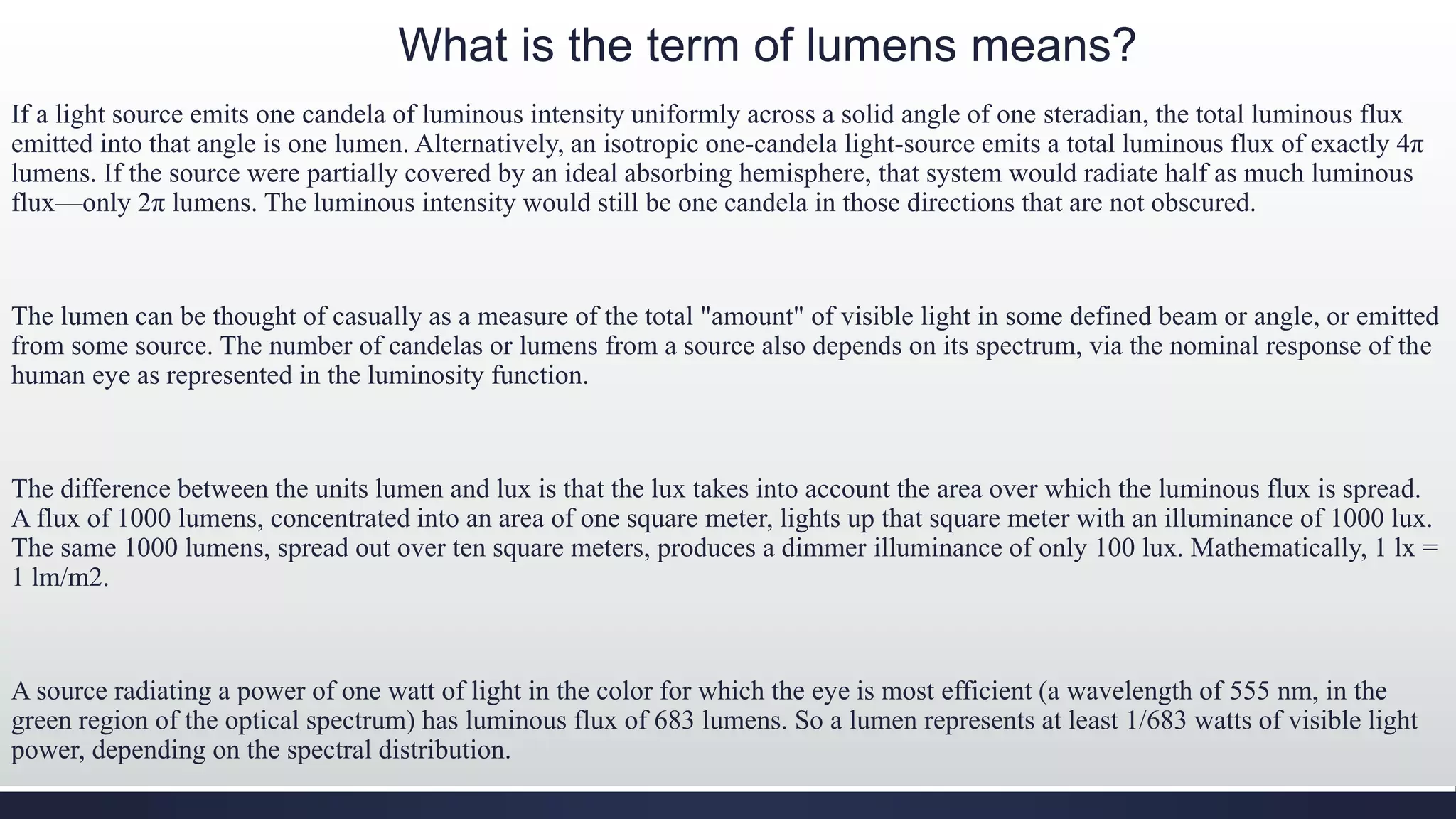 Lumens & color rendering index | PPTX