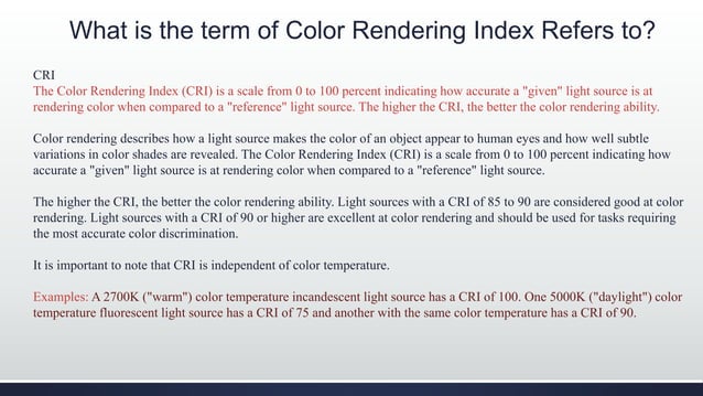 Lumens & color rendering index | PPTX