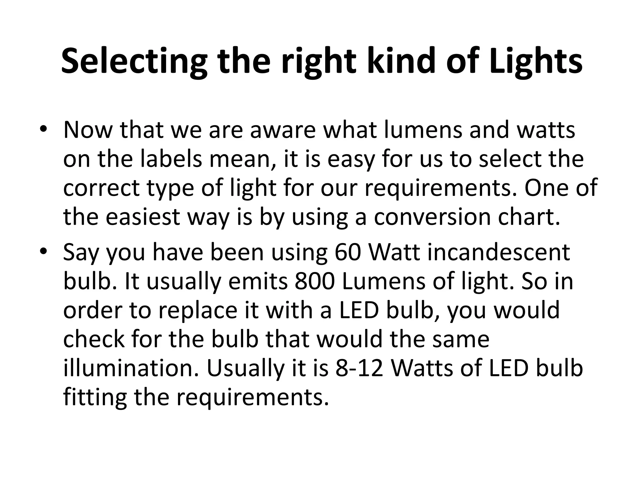 Lumens vs watts | PPTX