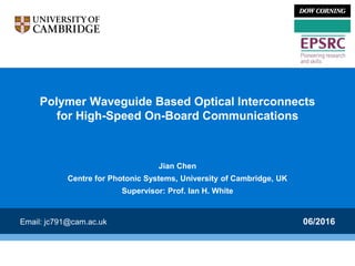Polymer Waveguide Based Optical Interconnects for High-Speed On-Board Communications | PDF
