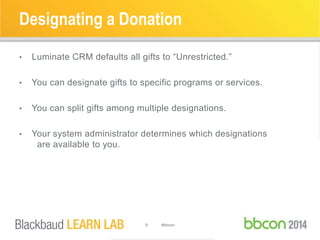 Gift Management and Batch Gift Entry in Luminate CRM | PPTX