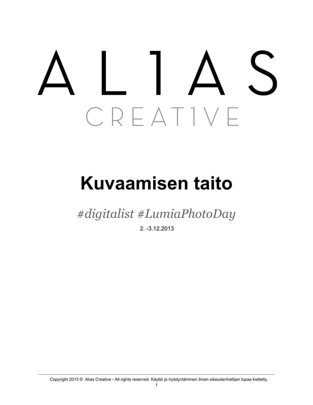 Lumiaphotoday digitalist - opetusmateriaali by Alias | PDF