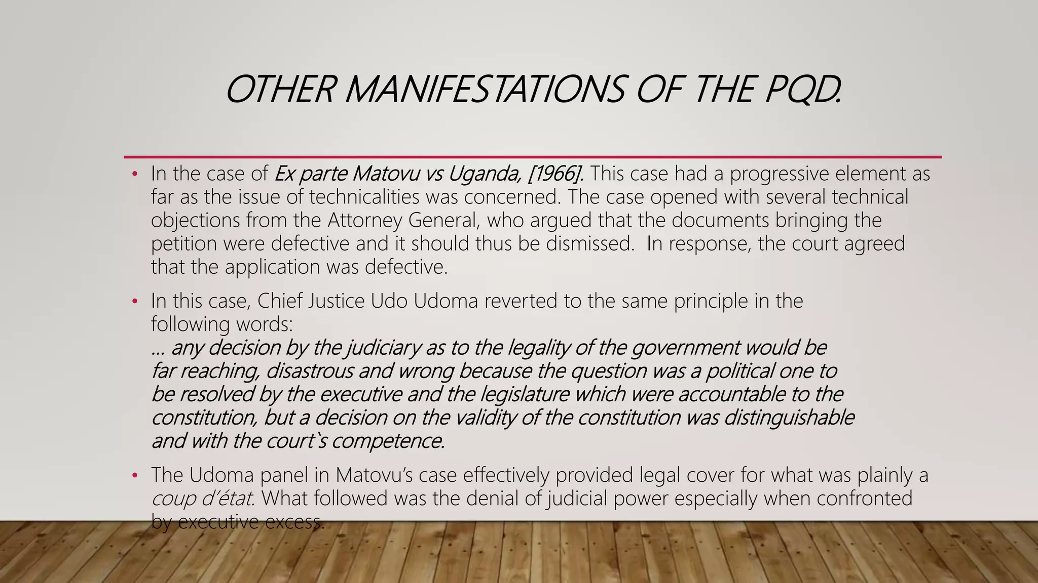 UNDERSTANDING THE POLITICAL QUESTION DOCTRINE (P.Q.D) | PPT