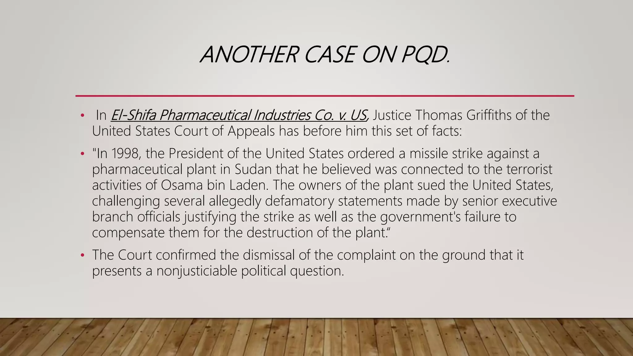 UNDERSTANDING THE POLITICAL QUESTION DOCTRINE (P.Q.D) | PPT