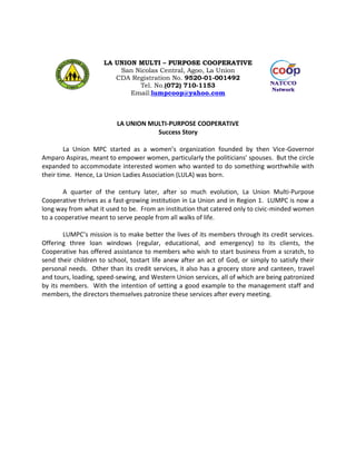 LU Multi Purpose Cooperative | PDF