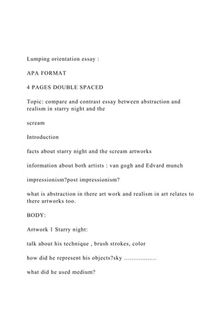 Lumping orientation essay APA FORMAT 4 PAGES DOUBLE.docx