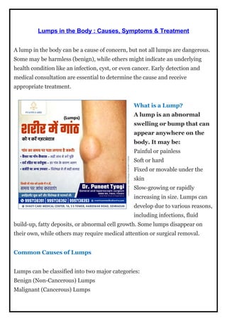 Lumps in the Body - Svasti Care Medical Centre | PDF