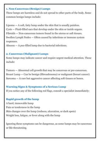 Lumps in the Body - Svasti Care Medical Centre | PDF