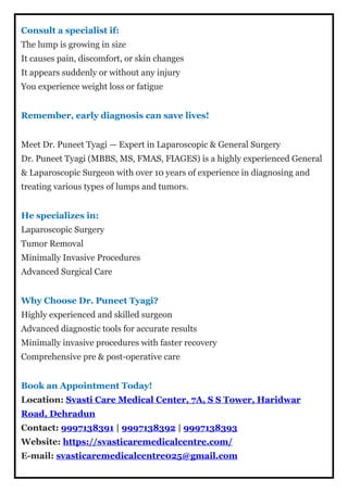 Lumps in the Body - Svasti Care Medical Centre | PDF