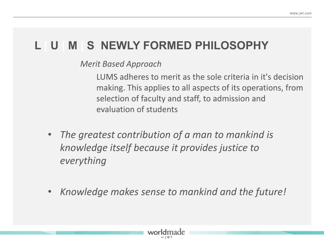 LUMS Strategy & Brand Communication | PPT