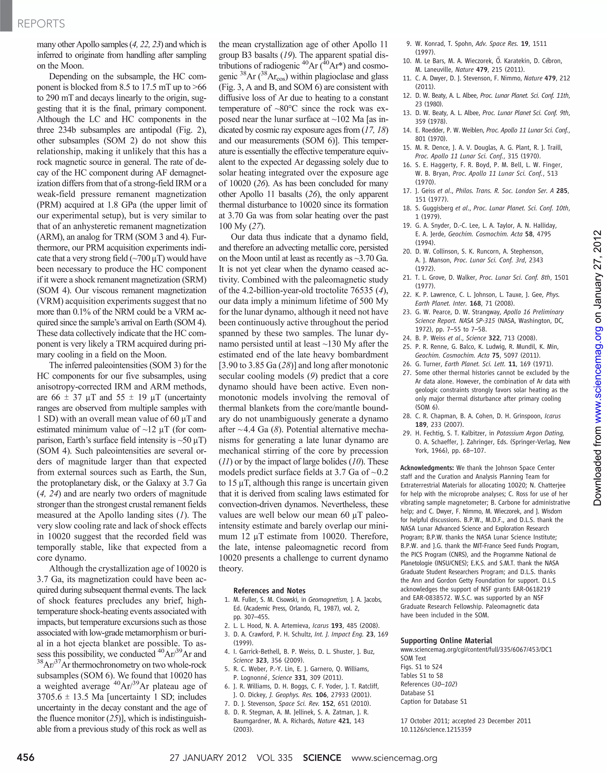 Lunar core dynamo | PDF