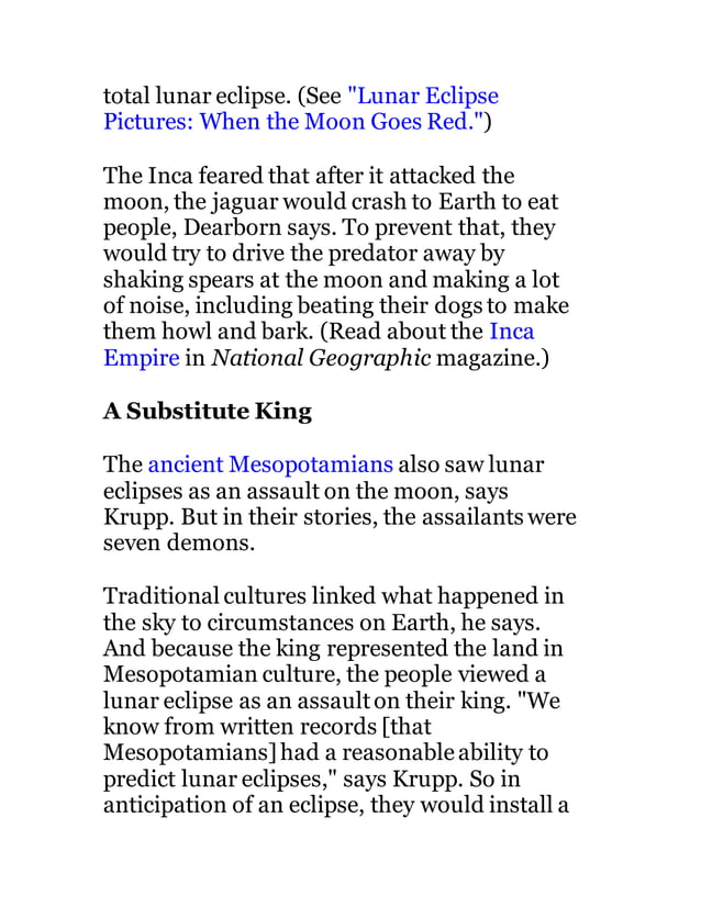 Lunar eclipse myths from around the world . | DOCX