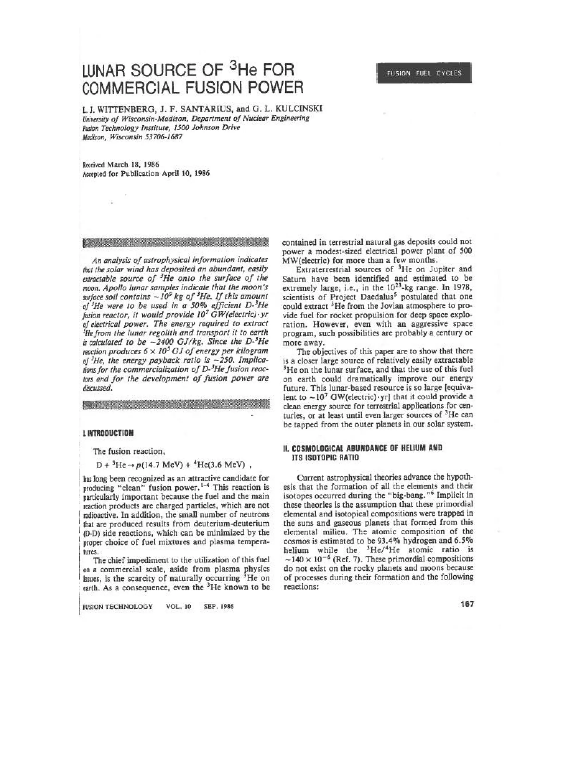 Lunar Mining of Helium-3 for Fusion Reactors | DOC