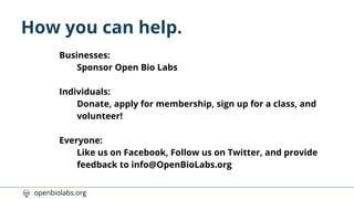 DIY Synthetic Biology by Charlottesville Open Bio Labs | PDF